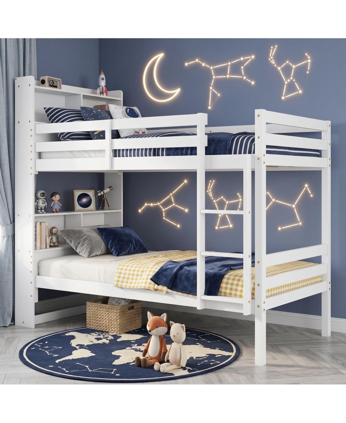 Click here for Sailvan Bed with Shelves Headboard Guardrails Ladd... prices