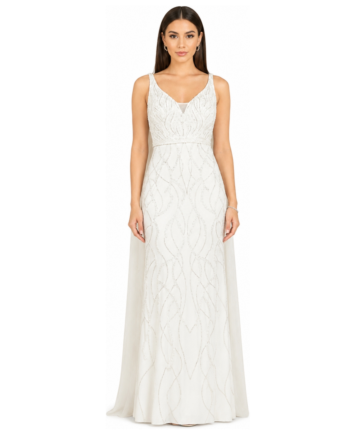 Click here for Lara Womens Beaded Wedding Gown with Cape - Ivory prices