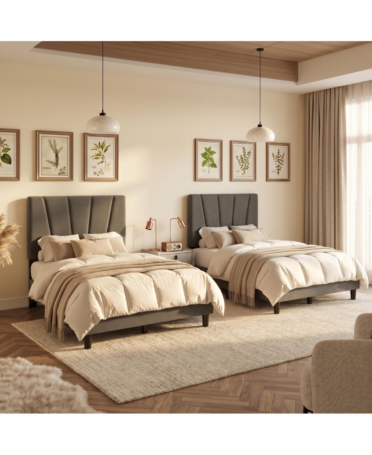 Click here for homfan 2 Pieces Twin Bed Frame with Adjustable Hea... prices