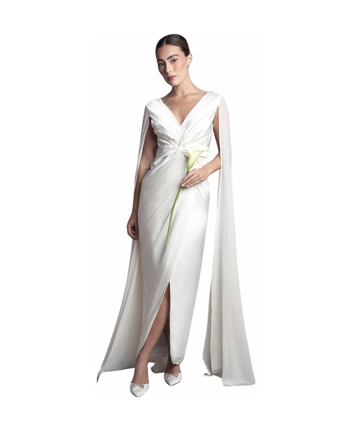 Click here for Coast Womens Cape Sleeve Satin Maxi Dress - Ivory prices