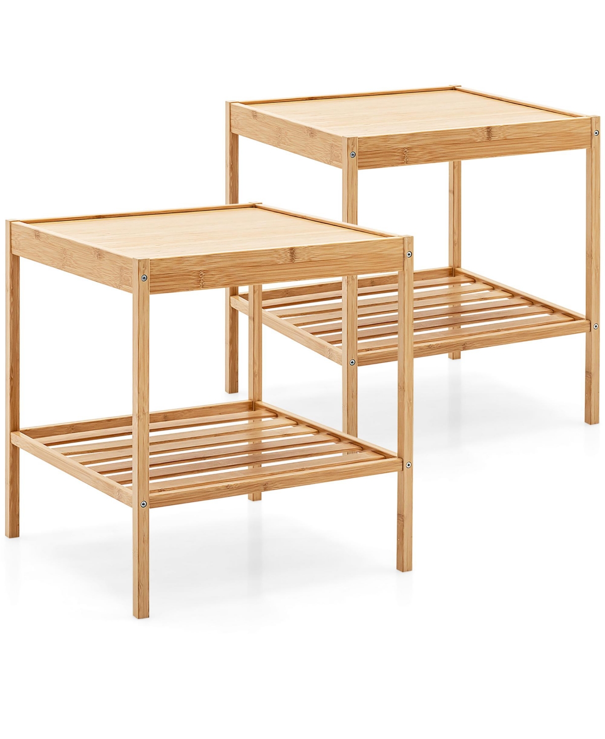 Click here for Costway 2 pieces 2-Tier Bedside End Table Bamboo N... prices