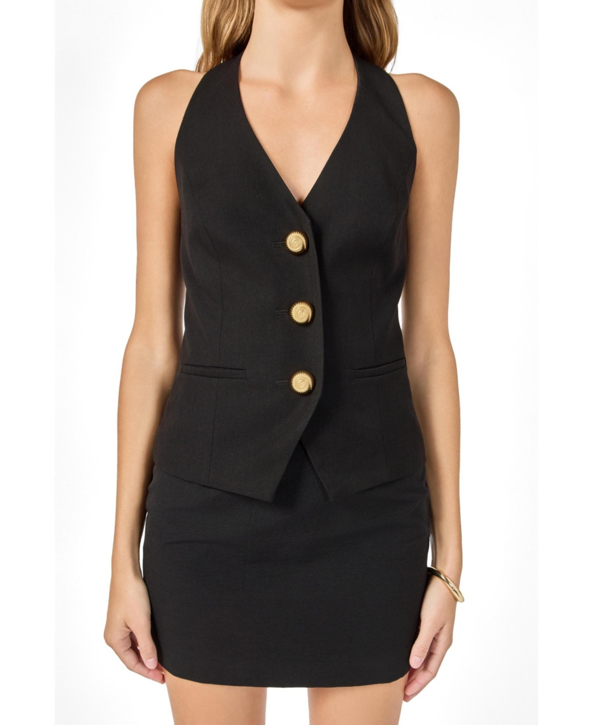 Click here for endless rose Womens Button Down Halter Top - Black prices