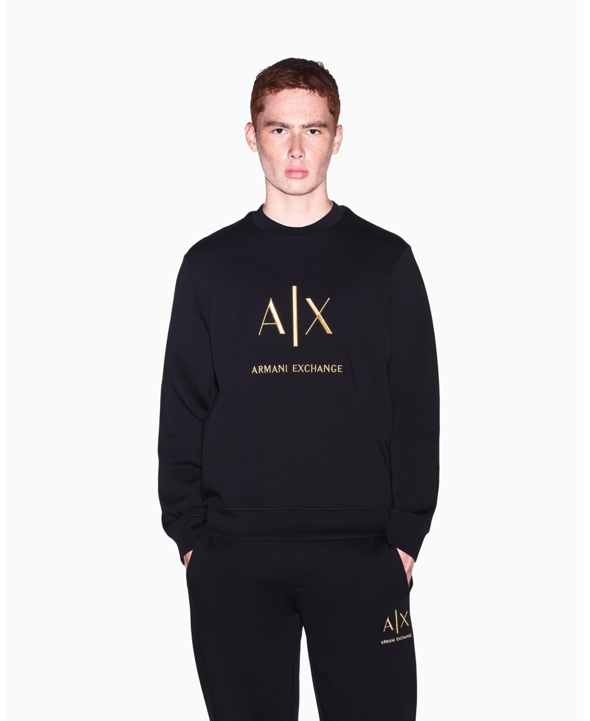 Click here for A|X Armani Exchange Mens Black And Gold Bonded Cot... prices