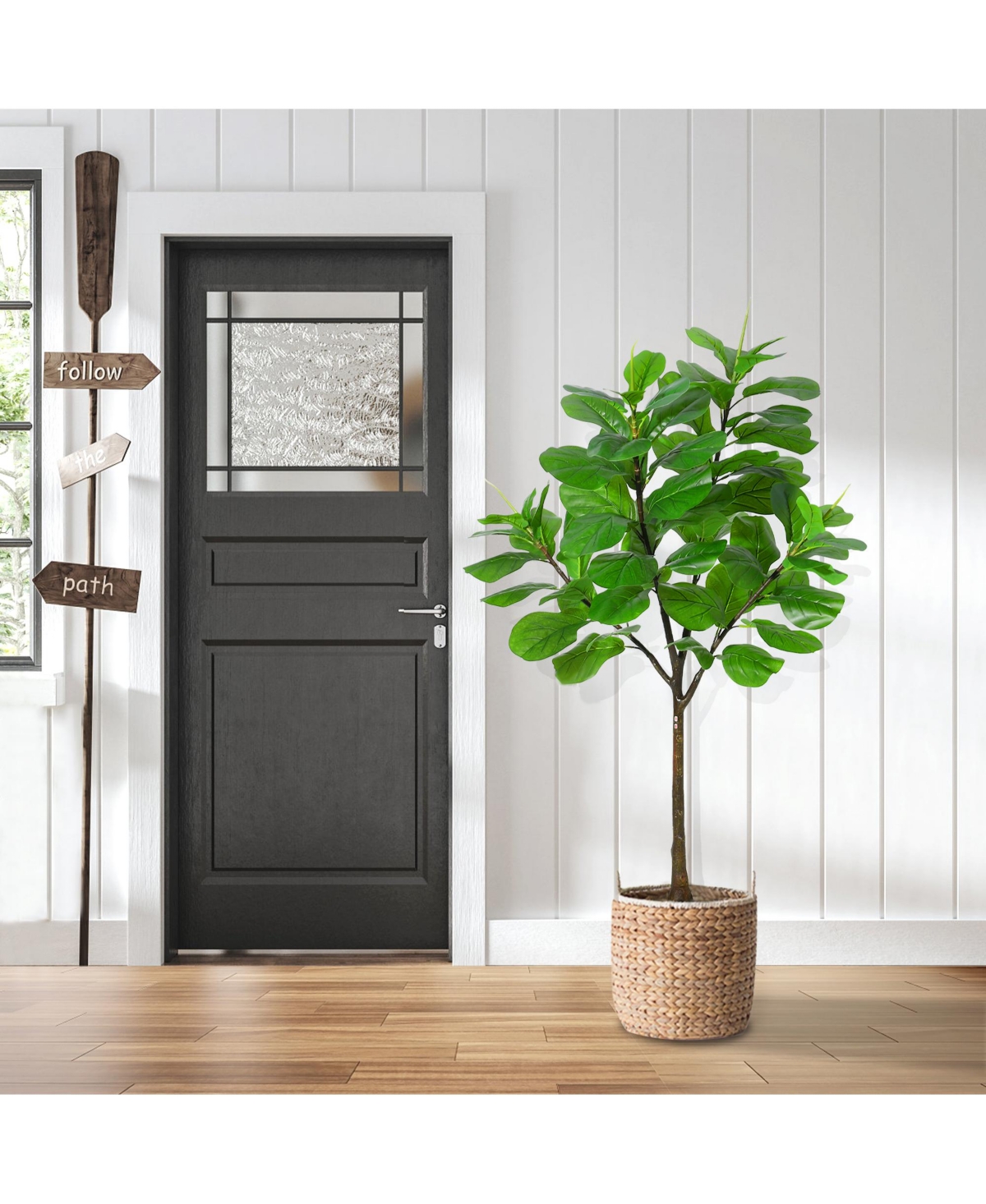 Click here for homfan 70 in Tall Faux Fiddle Leaf Fig Tree with 6... prices
