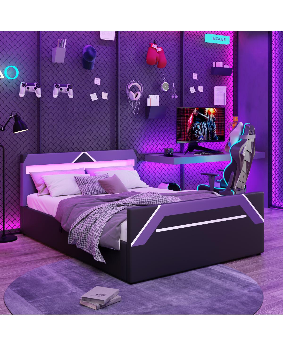 Click here for Streamdale Furniture Queen Size Led Gaming Bed wit... prices