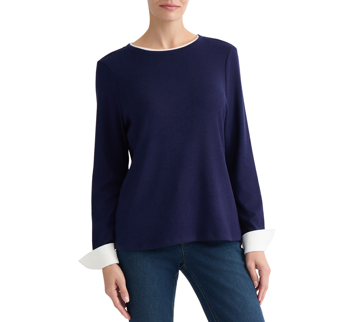 Click here for Jones New York Womens Fold-Up Cuff Layered Top - P... prices