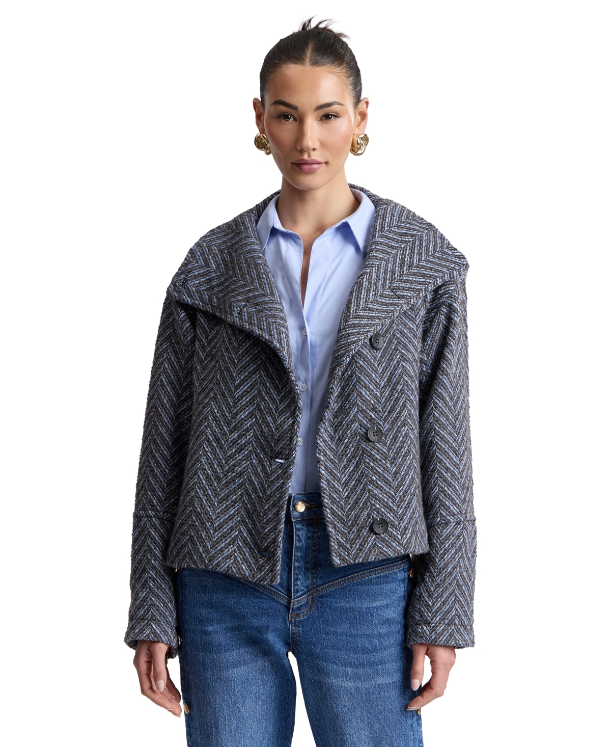 Click here for Avec Les Filles Womens Short Funnel Neck Wool Coat... prices