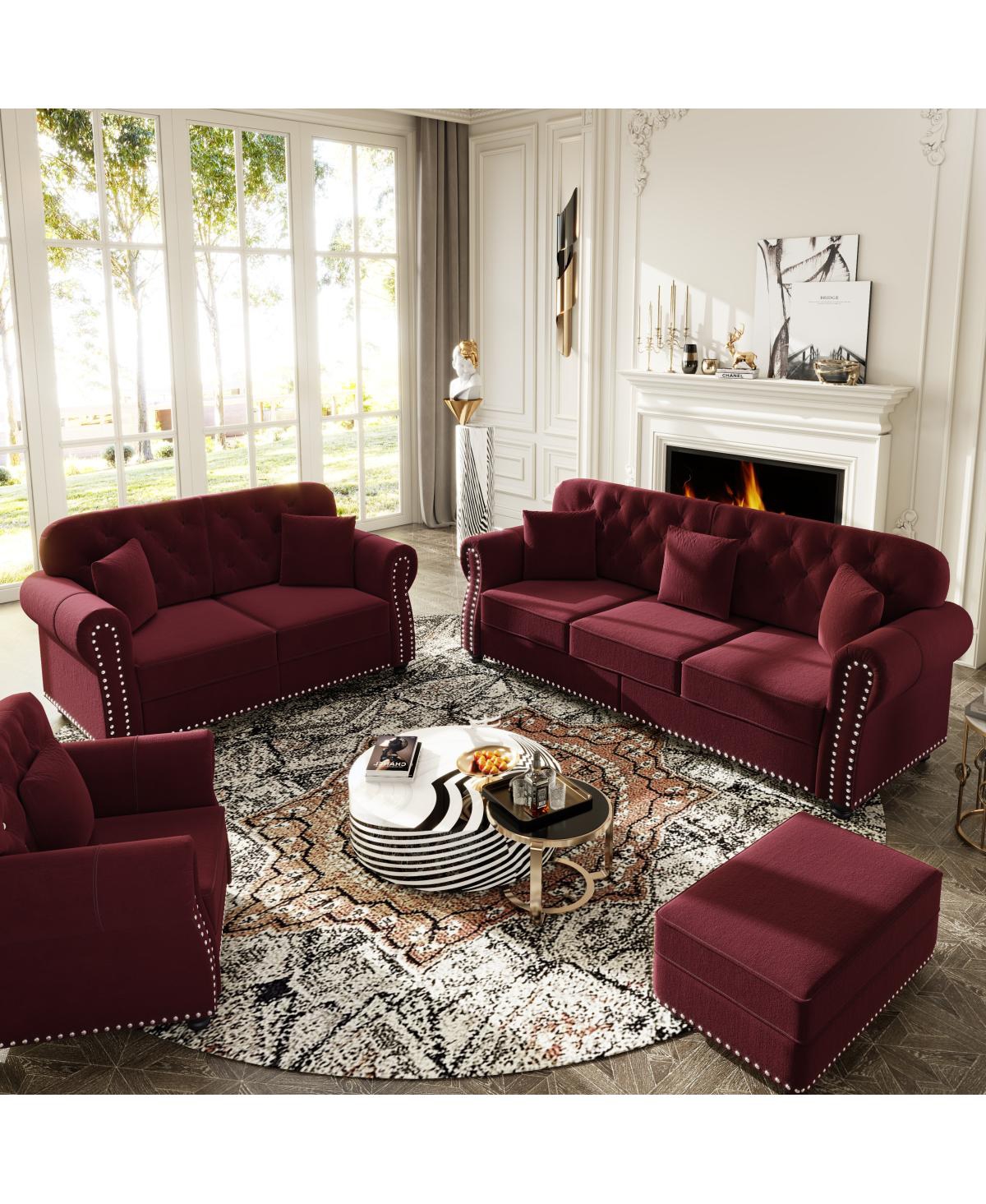 Click here for Streamdale Furniture Velvet Chesterfield Sofa with... prices
