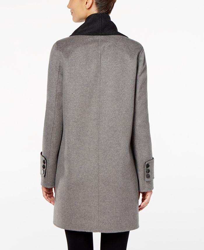 Calvin Klein Double-Face Wool-Blend Asymmetrical Wrap Coat - Macy's