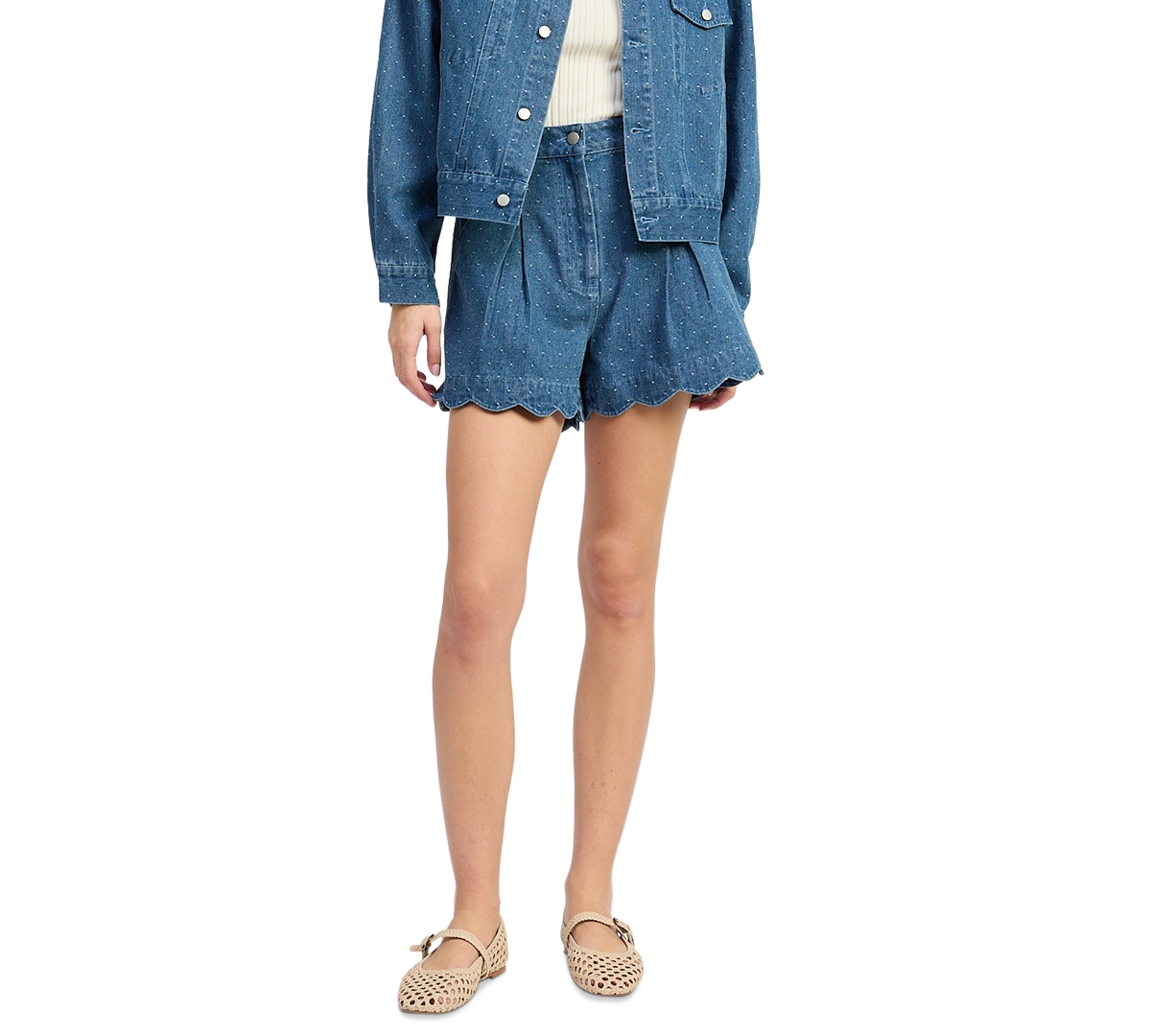 Click here for En Saison Womens Heidi Denim Shorts - Medium Wash... prices