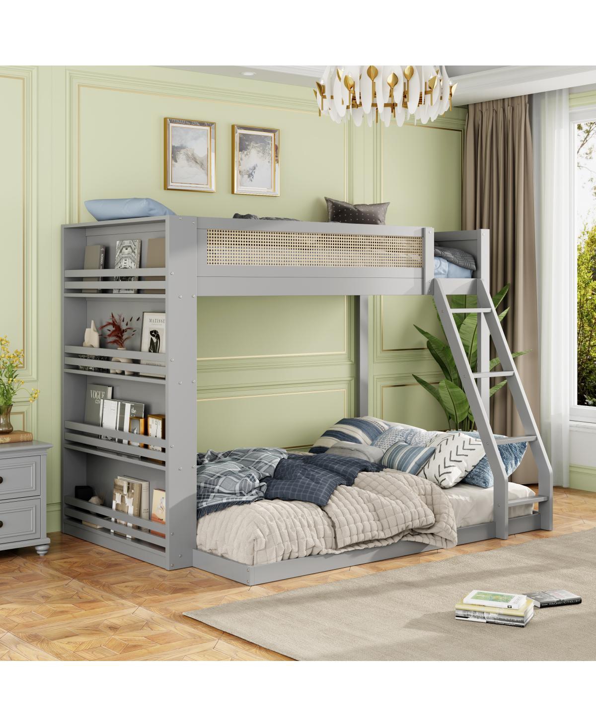 Click here for Streamdale Bunk Bed with Shelf and Led - Gray prices