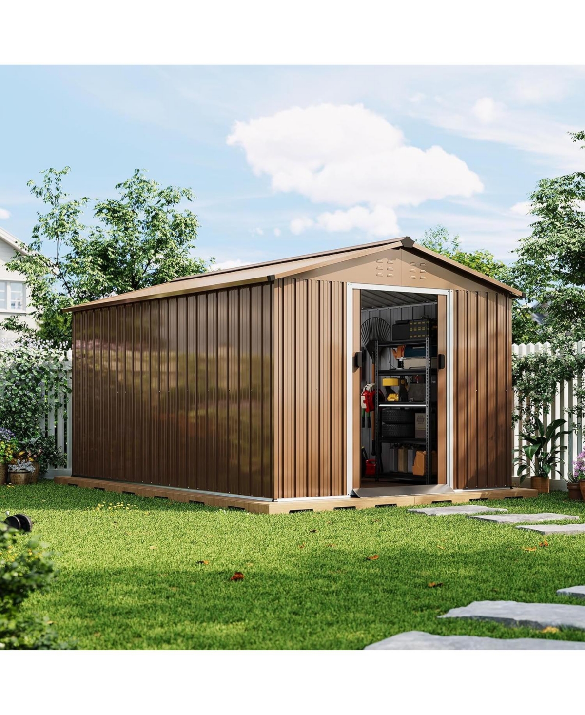 Click here for gaomon 8x12 ft Metal Outdoor Storage Shed  Galvani... prices
