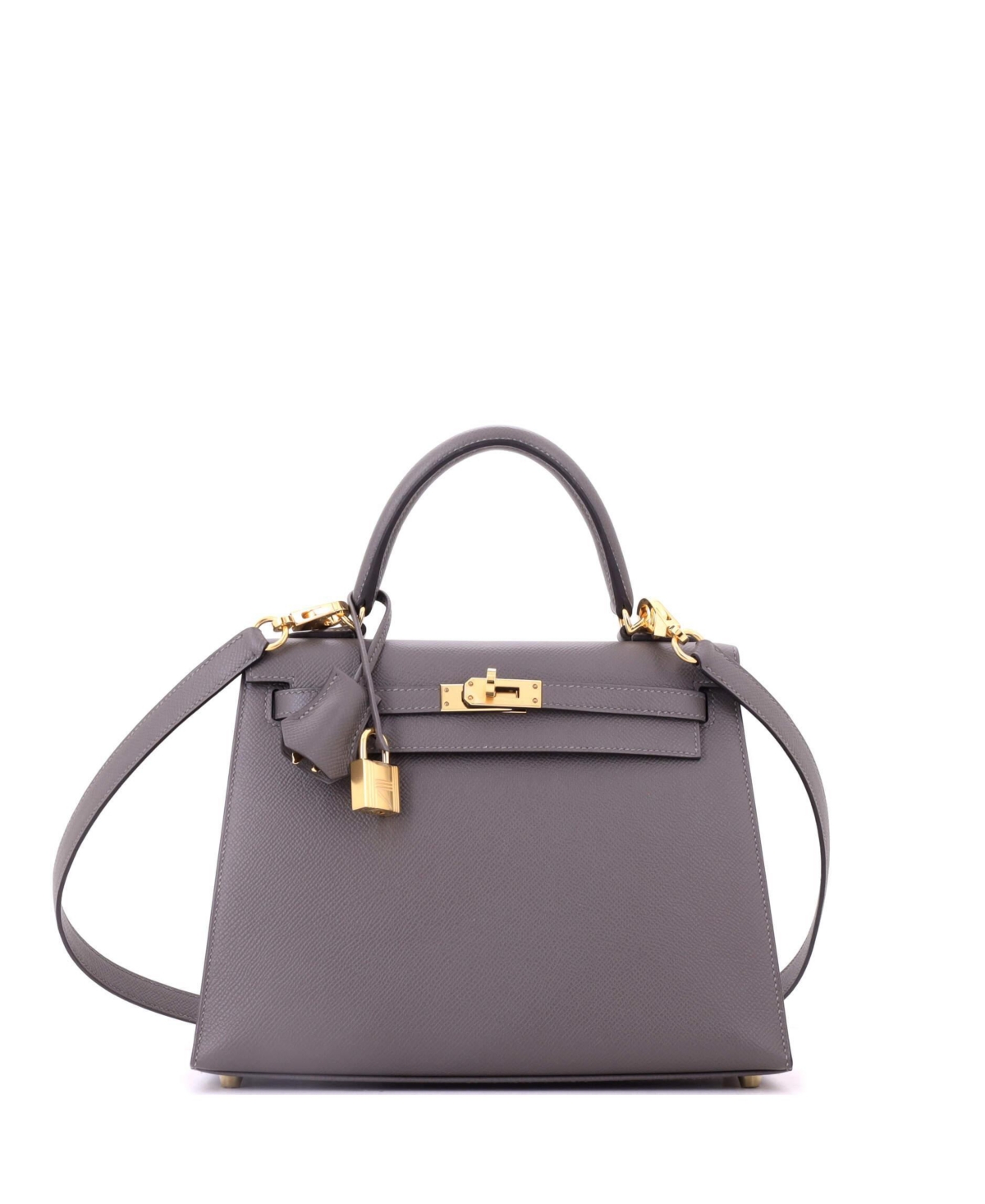 Click here for Pre-Owned HERMES Kelly 25 Handbag Grey Epsom with... prices