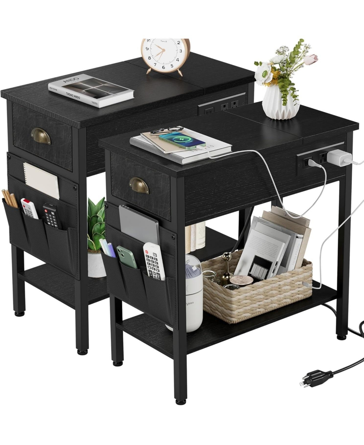 Click here for gaomon Set of 2 End Table with Charging Station -... prices