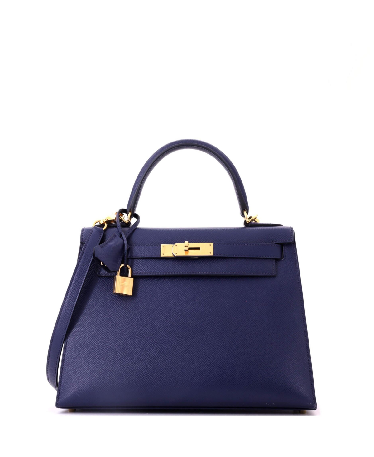 Click here for Pre-Owned HERMES Kelly 28 Handbag Blue Epsom with... prices