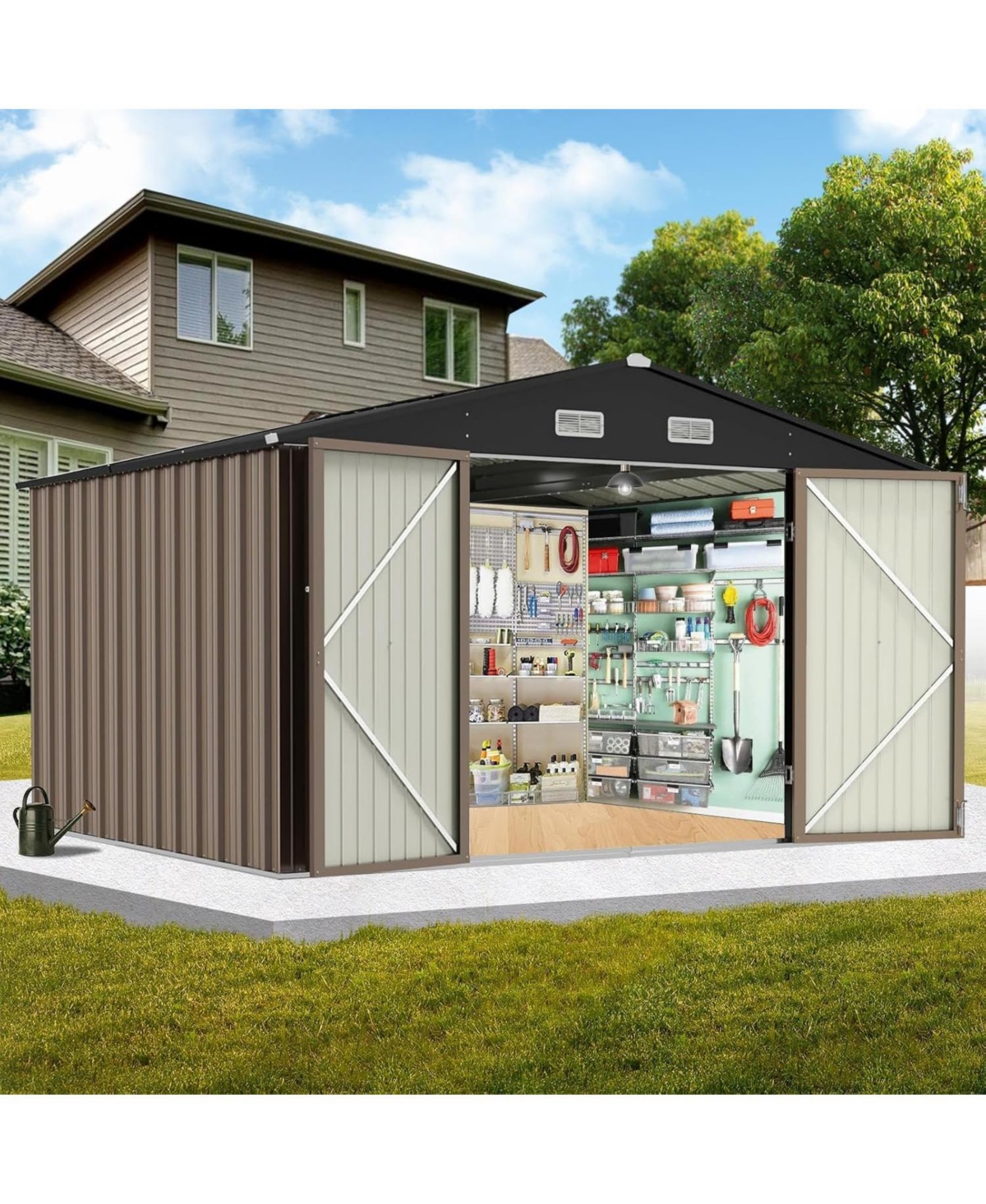 Click here for gaomon Metal Outdoor Storage Shed - Galvanized Ste... prices