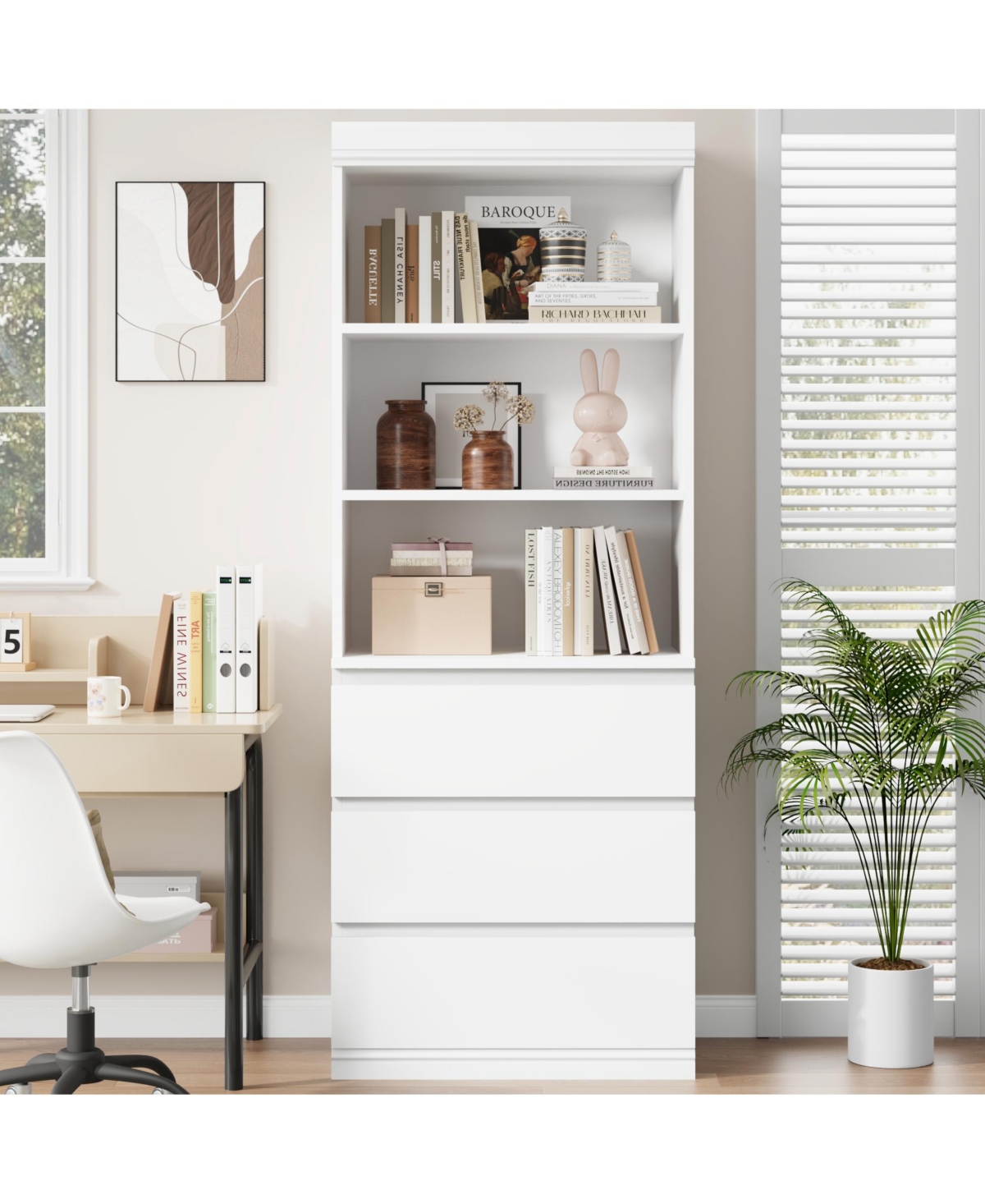 Click here for homfan 70 Tall Bookcase with 3 Drawers and 3 Open... prices