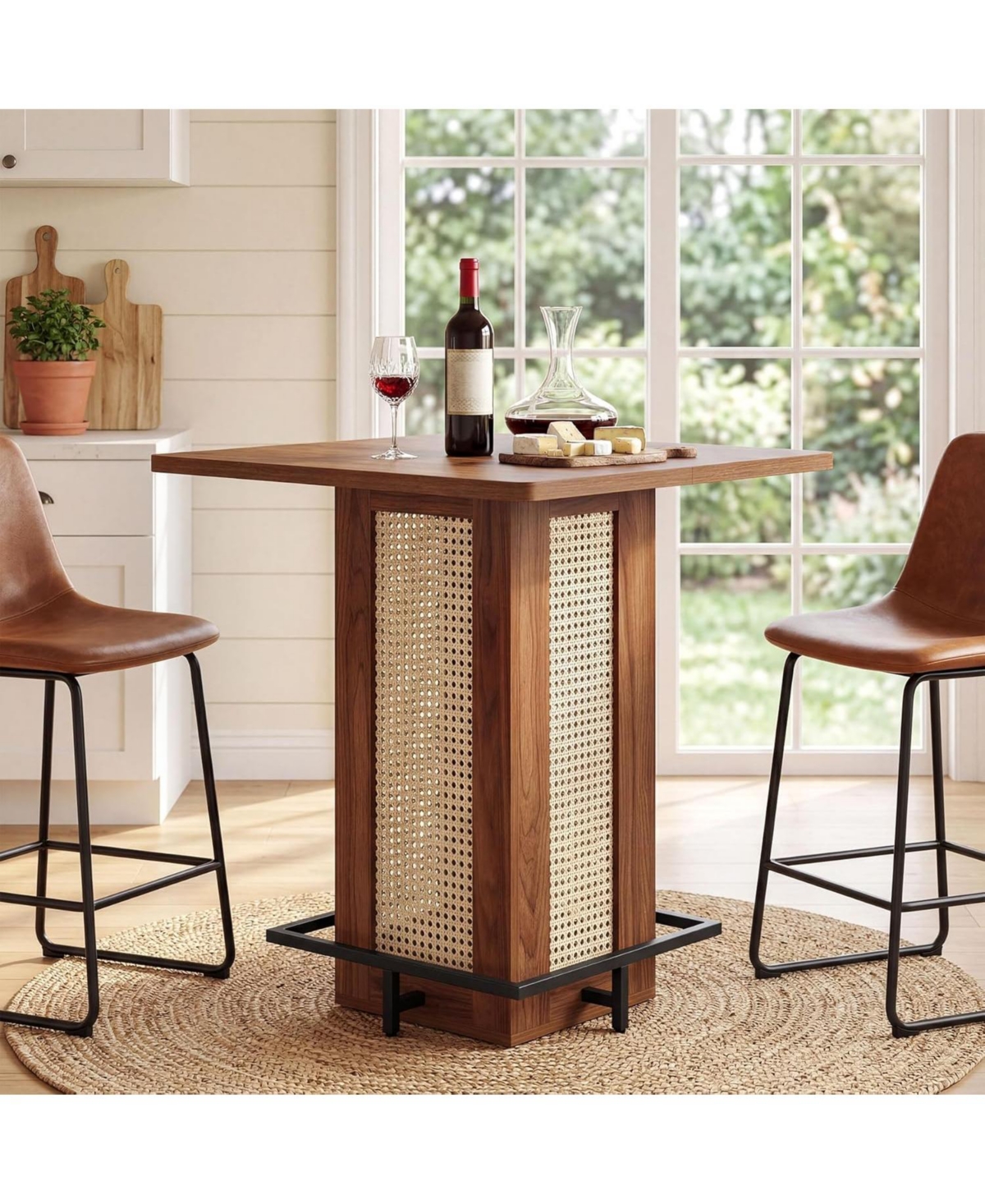Click here for Tribesigns Rattan Bar Height Table  Square Pub Tab... prices