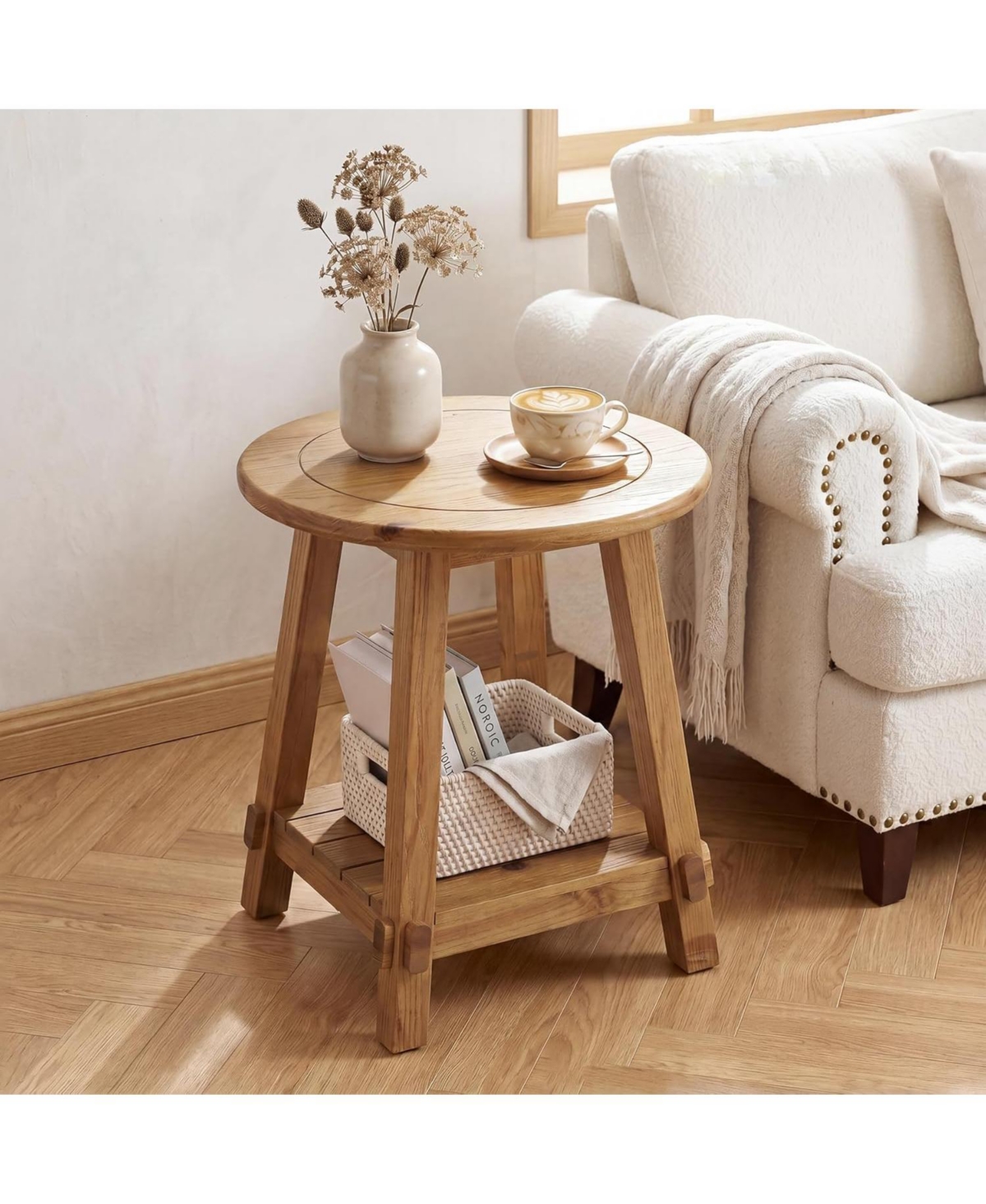 Click here for Tribesigns Round Side Table  Small Solid Wood End... prices