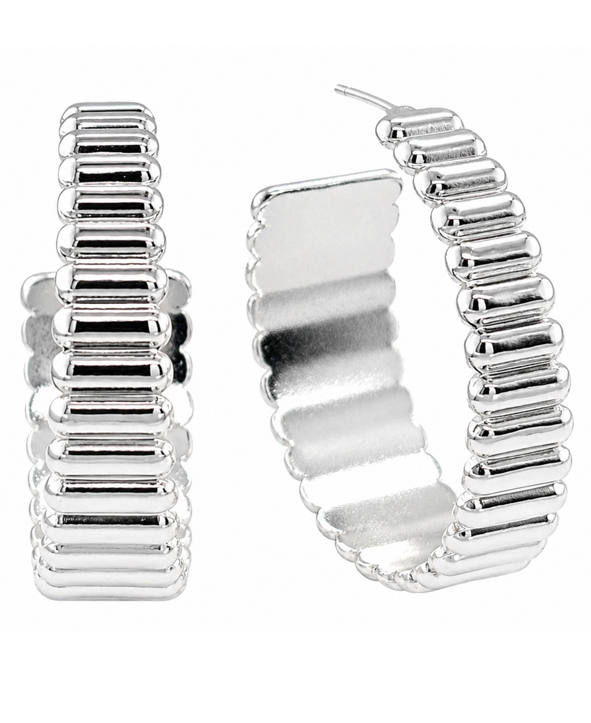 Click here for And Now This Fine Silver-Tone Plated Ribbed C Hoop... prices