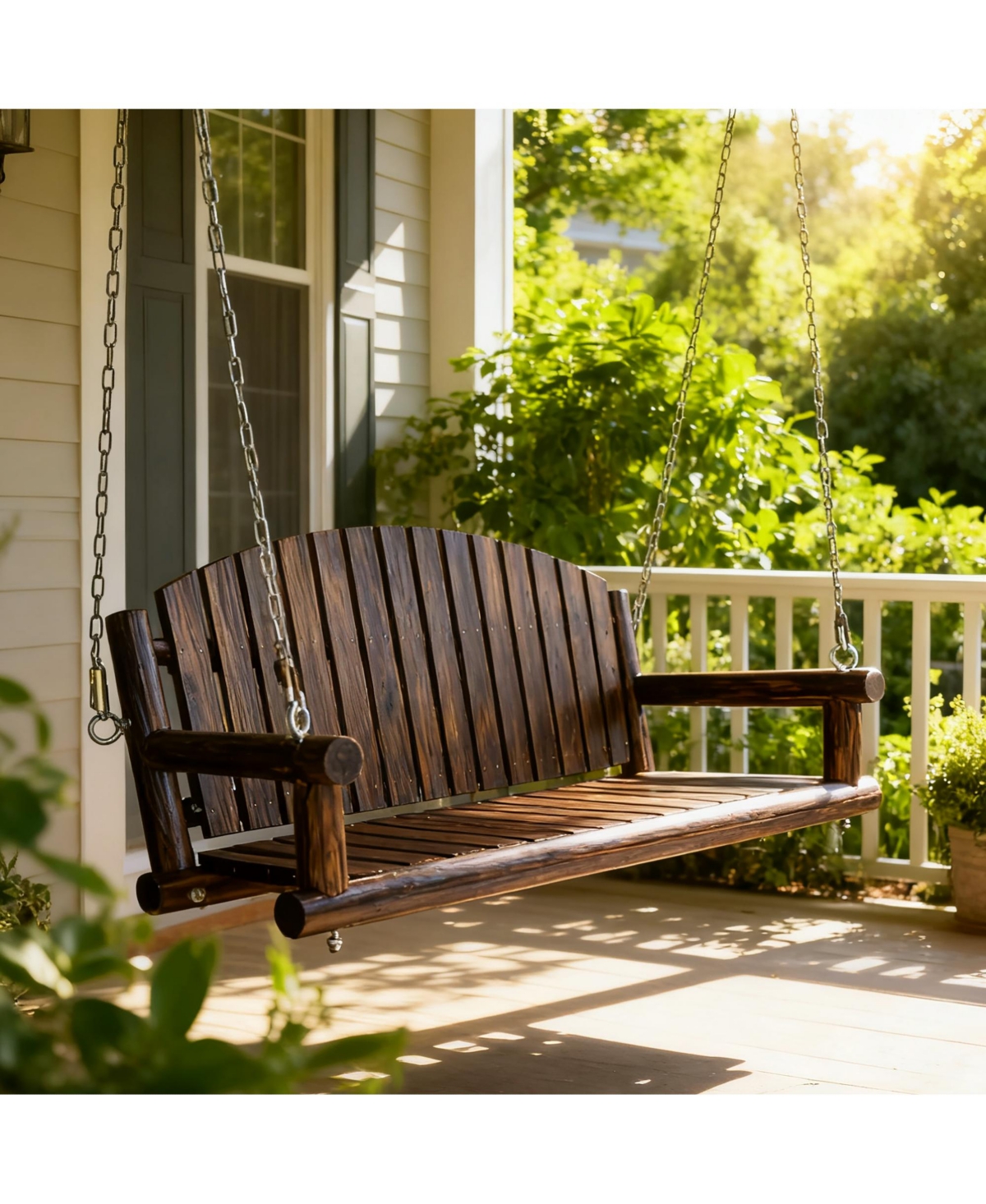 Click here for Innovaze 5 Ft Rustic Log Wooden Porch Swing  Outdo... prices