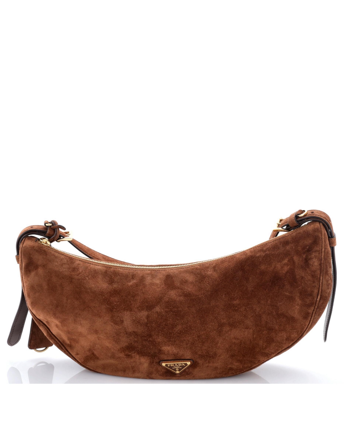 Click here for Pre-Owned Prada Large Demi-Lune Shoulder Bag Suede... prices
