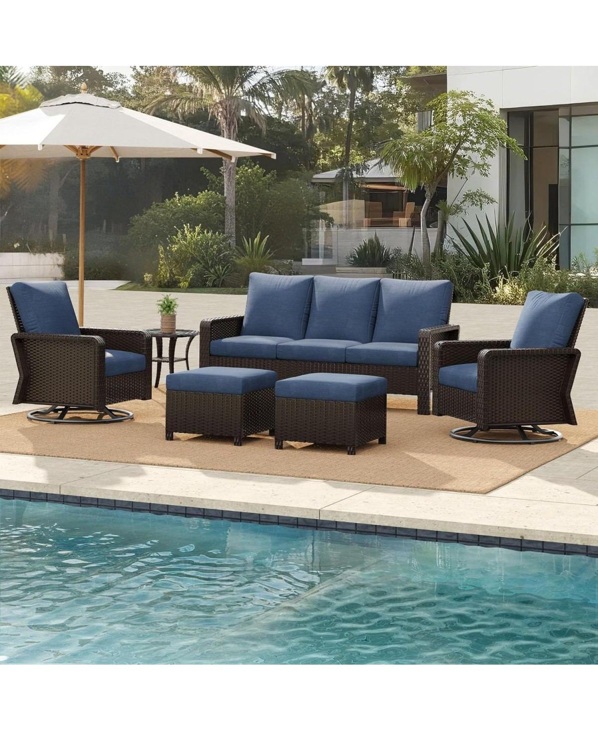 Click here for Asagikoiai 6-Piece Pe Rattan Patio Conversation Se... prices
