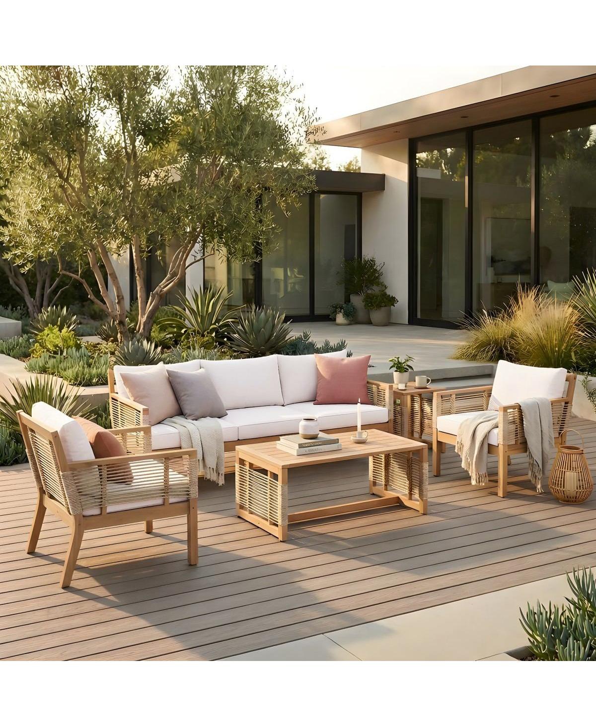 Click here for Asagikoiai Acacia Wood Outdoor Conversation Set  5... prices