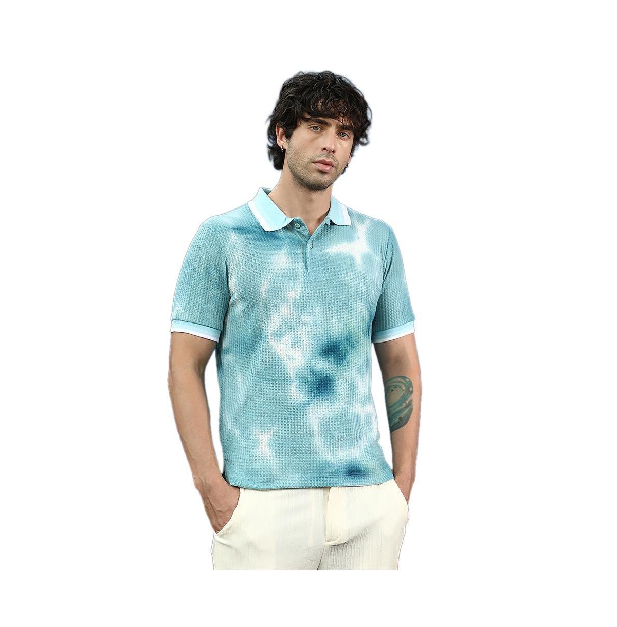 Click here for Campus Sutra Mens Dye-Geometric Jacquard Polo T-Sh... prices