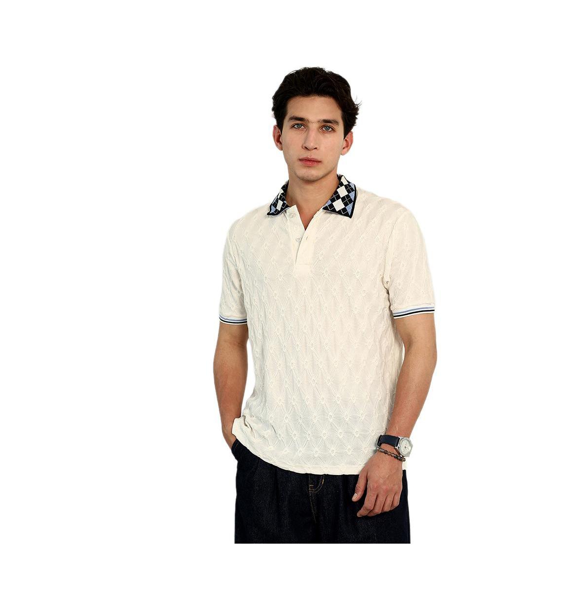 Click here for Campus Sutra Mens Block Argyle-Knit Polo T-Shirt -... prices