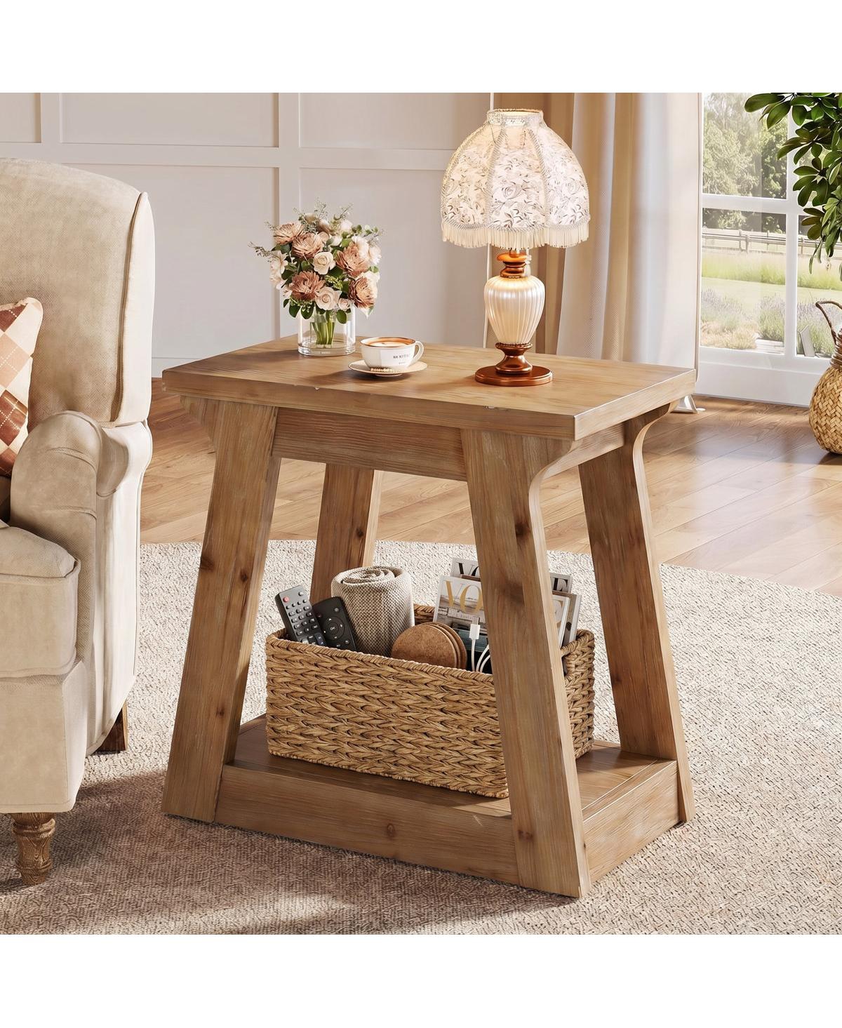 Click here for Tribesigns Solid Wood End Table With Storage Shelf... prices