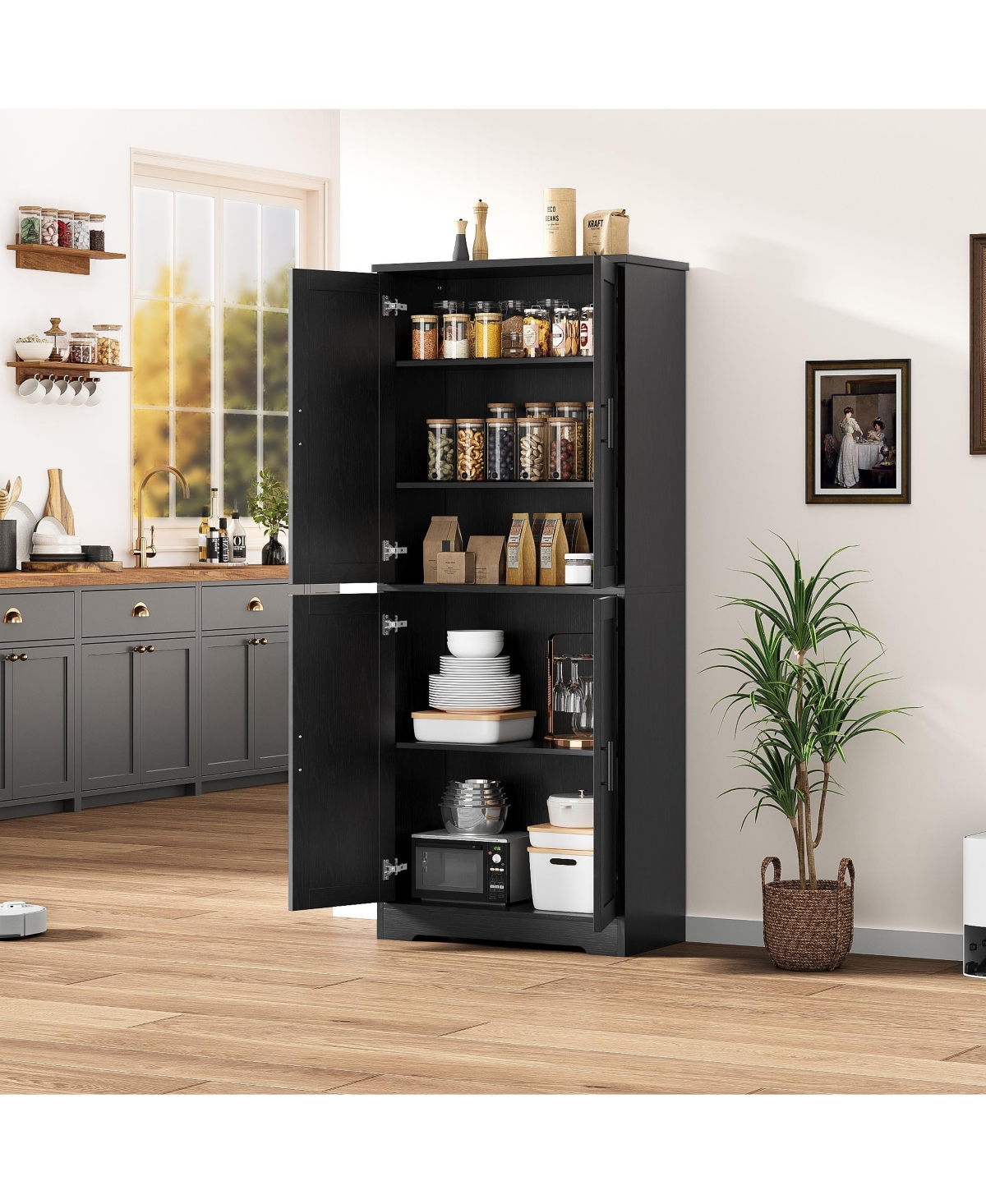 Click here for homfan 70 Tall Kitchen Pantry Cabinet with 4 Doors... prices