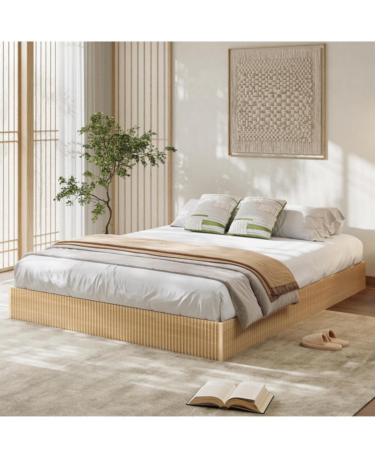Click here for gaomon King Wood Platform Bed Frame- Fluted Design... prices