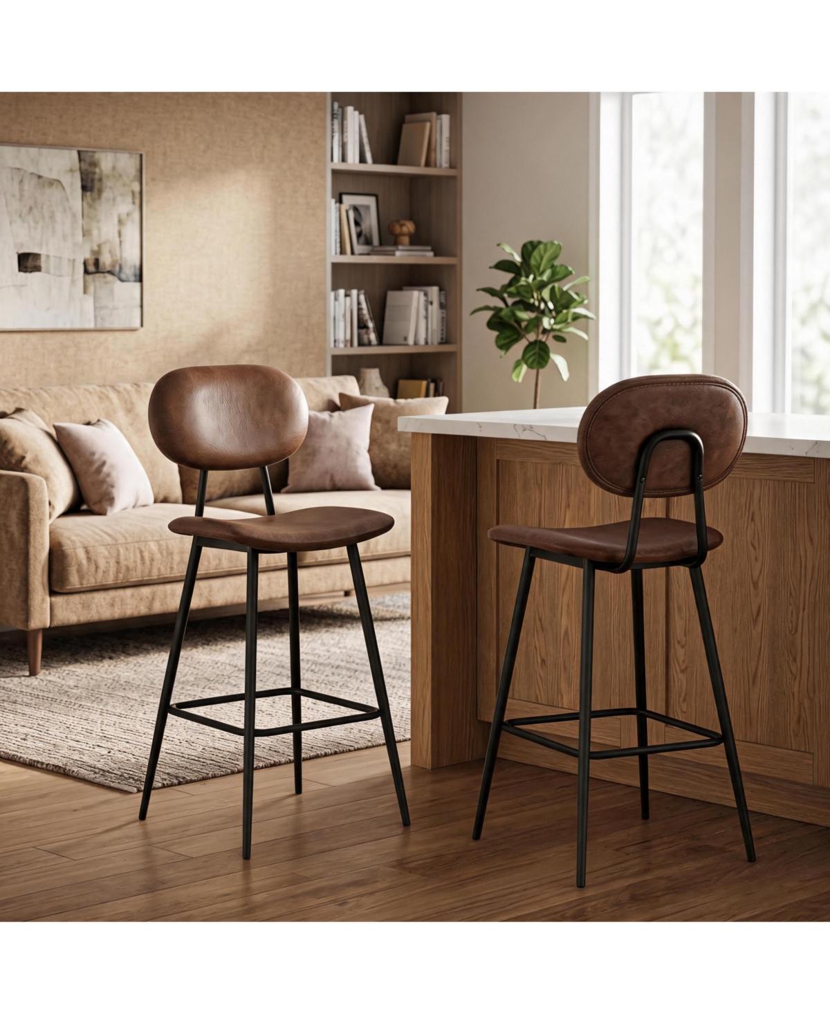 Click here for Set of 2 Counter Height Bar Stools  Upholstered Le... prices