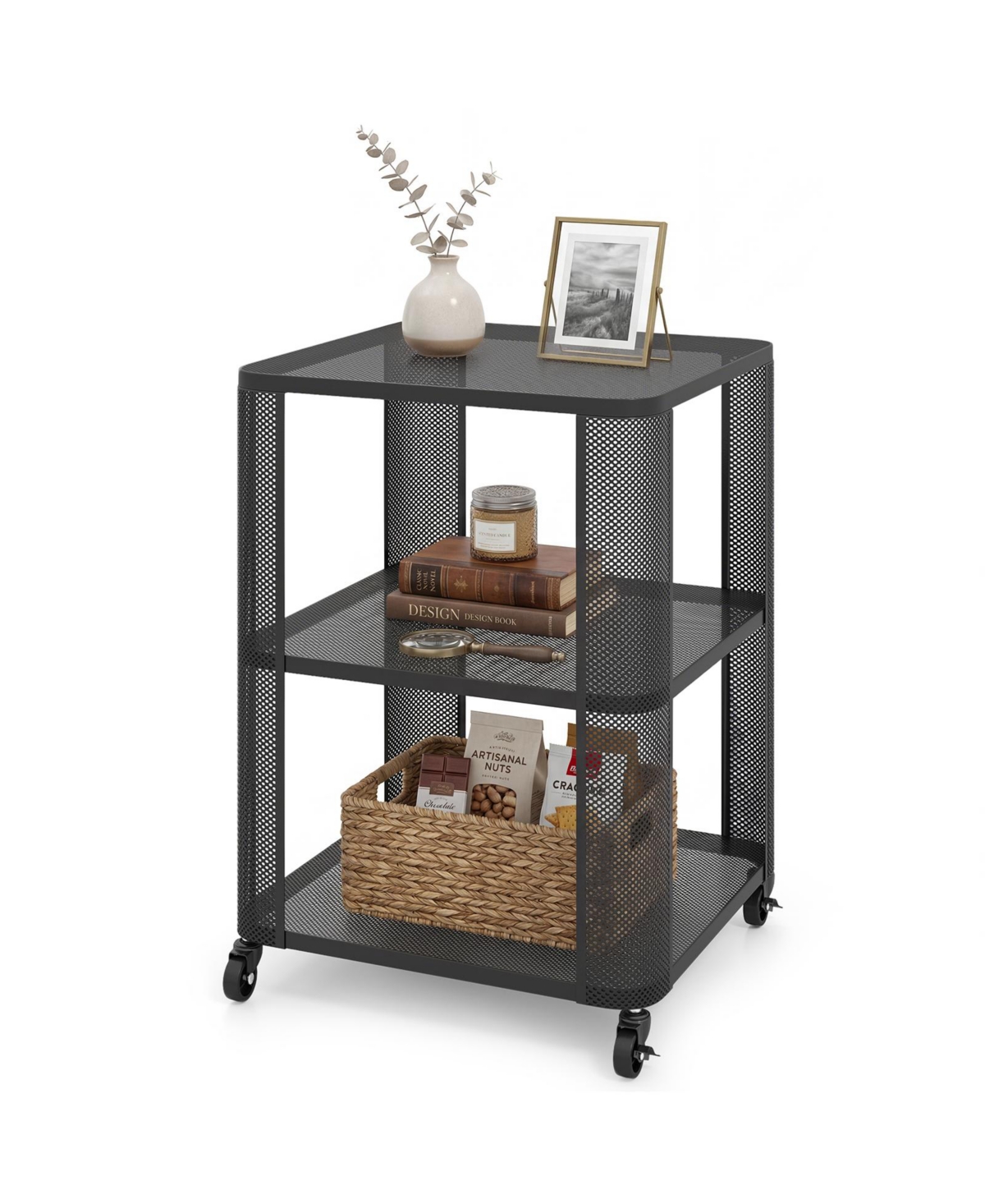 Click here for Gymax 3-Tier End Table With Wheels Rolling Side Ta... prices