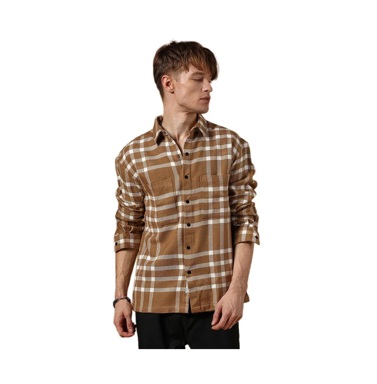 Click here for Campus Sutra Mens Checkered Utility Overshirt - As... prices