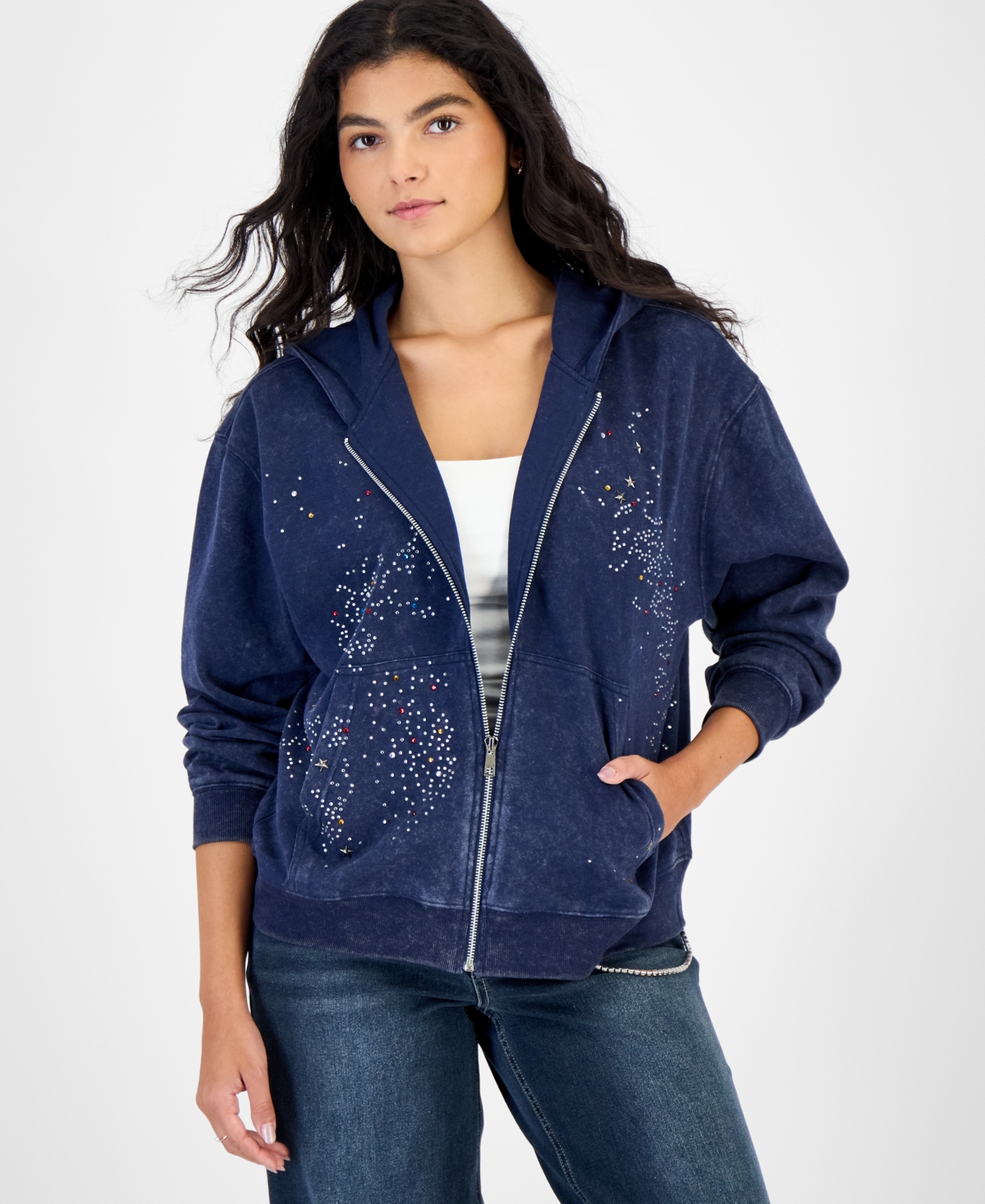 Click here for Ultra Flirt Juniors Full-Zip Rhinestone-Embellishe... prices
