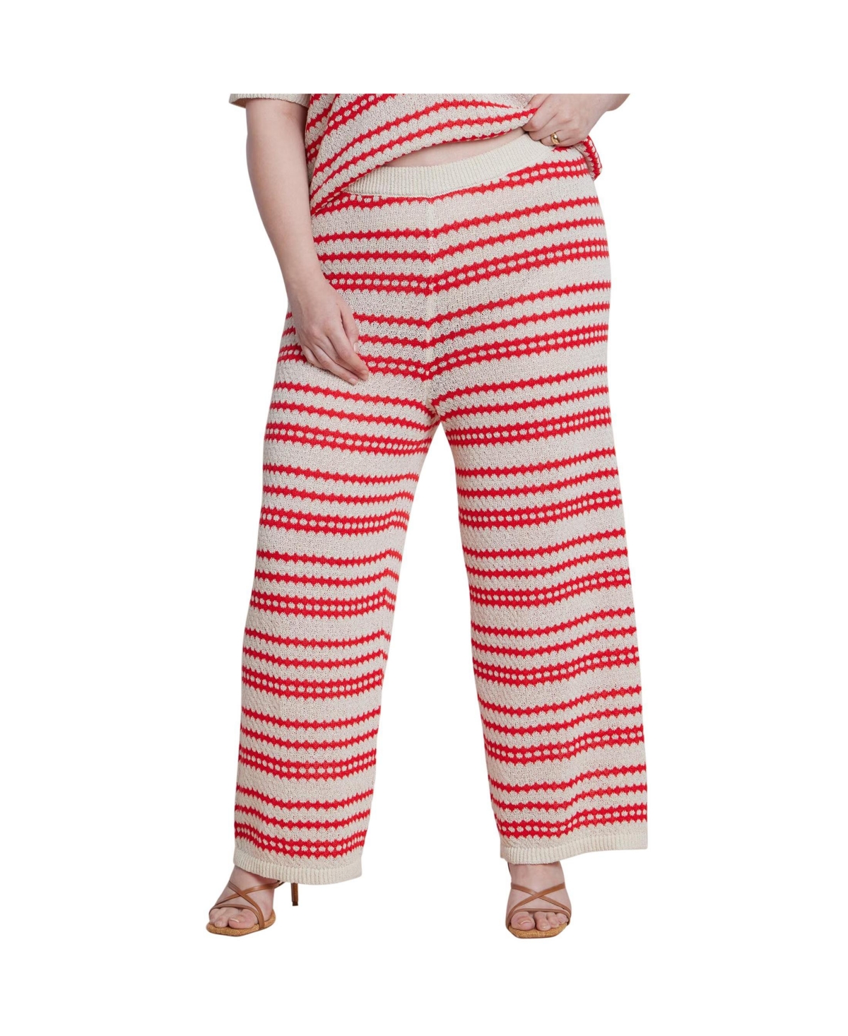 Click here for Eloquii Womens Pointelle Stripe Sweater Pant - Ber... prices