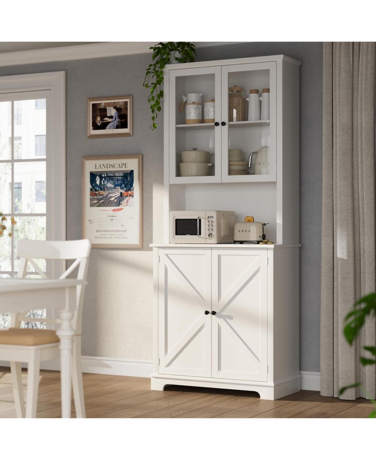 Click here for gaomon 72 Inch Tall Kitchen Hutch Cabinet with Gla... prices