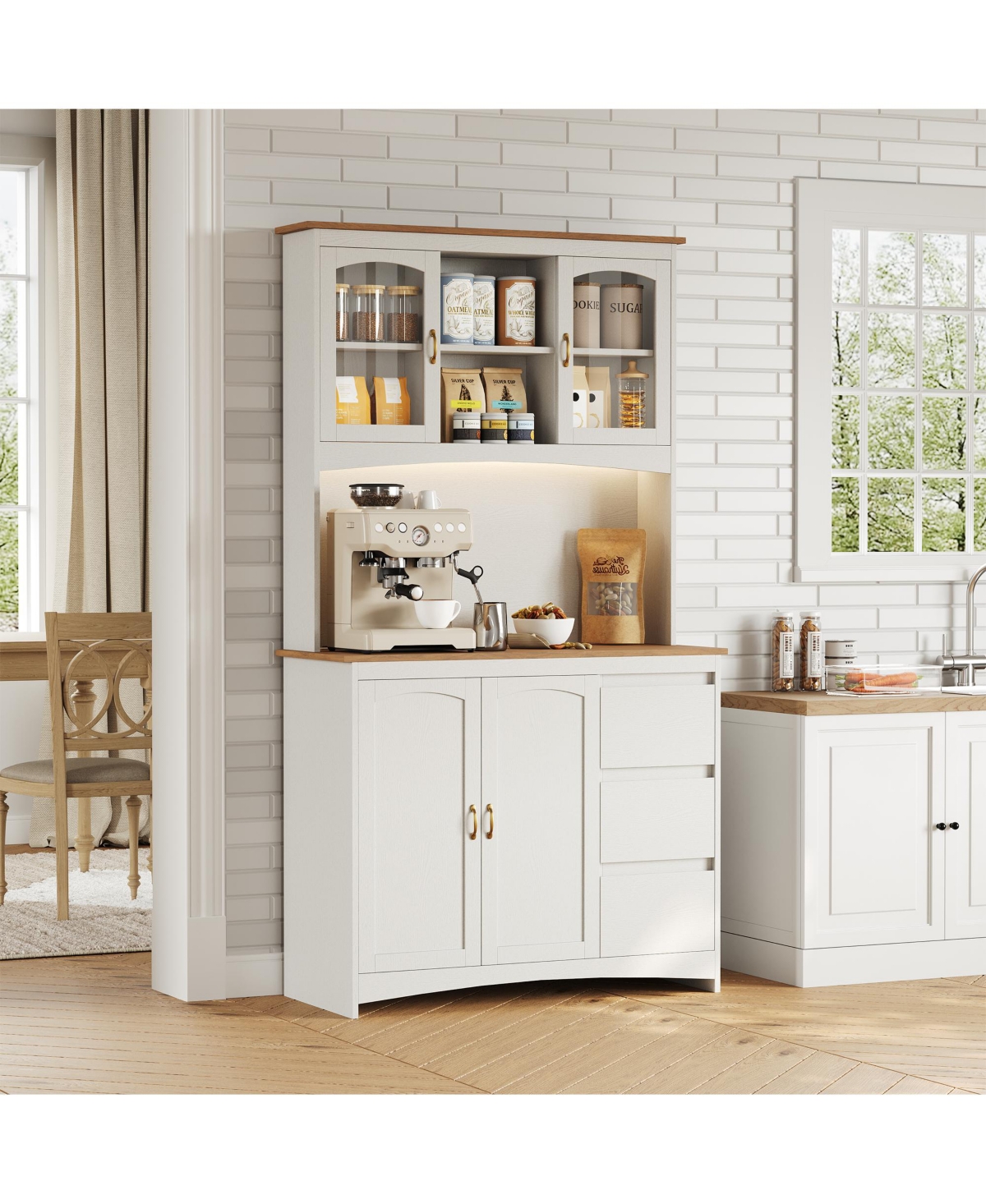 Click here for gaomon Kitchen Pantry Cabinet with Led Lights and... prices