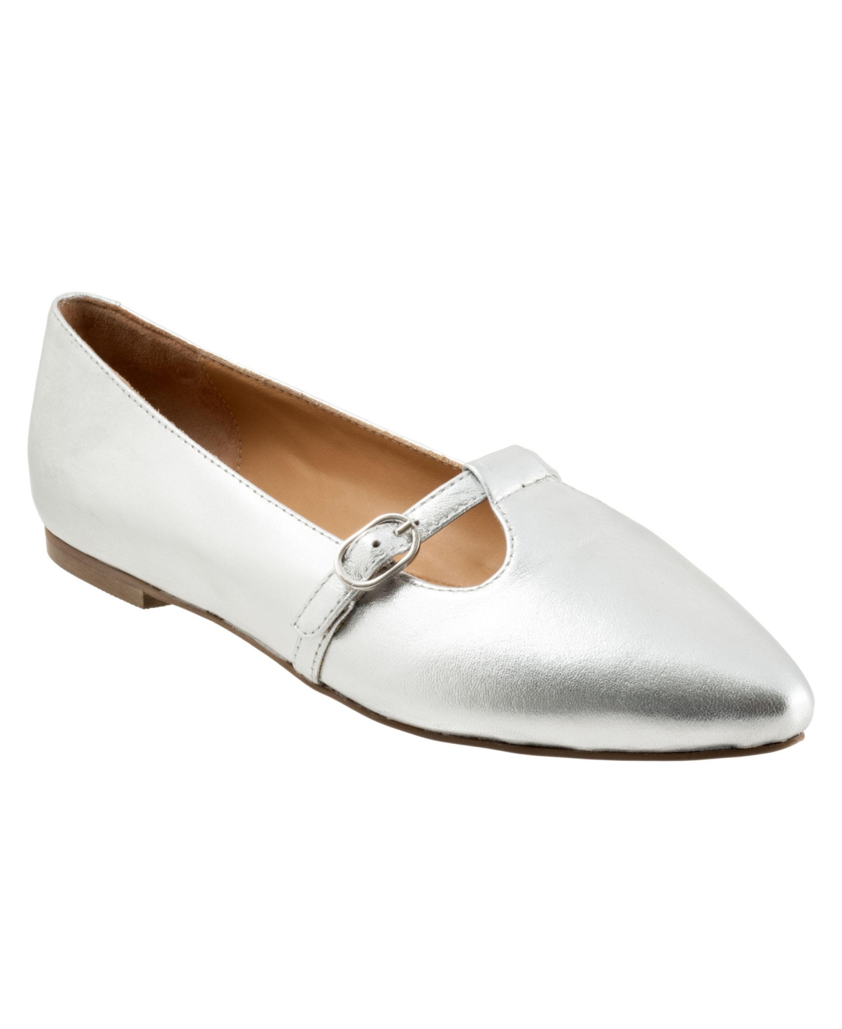 Click here for Trotters Womens Evie Flat - Silver prices