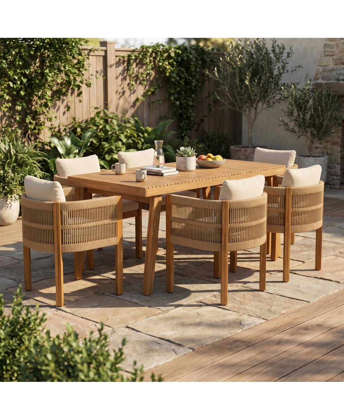 Click here for Asagikoiai 7-Piece Acacia Wood Outdoor Dining Set... prices