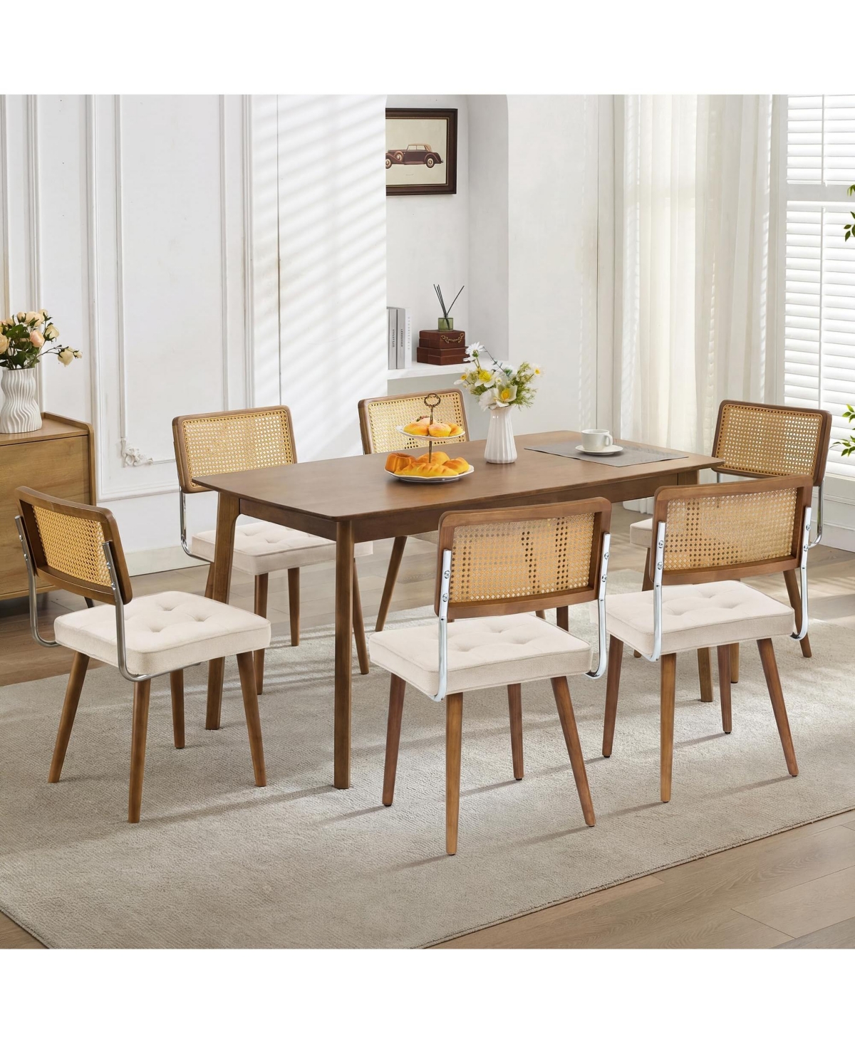 Click here for homfan Modern Boho Rattan Dining Chairs Set of 6... prices
