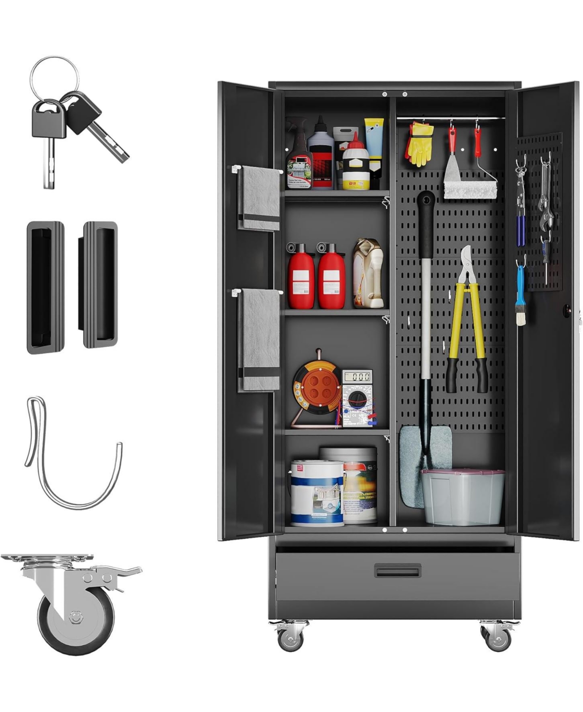 Click here for Boyel Living 70.8 Metal Broom Closet with Wheels a... prices