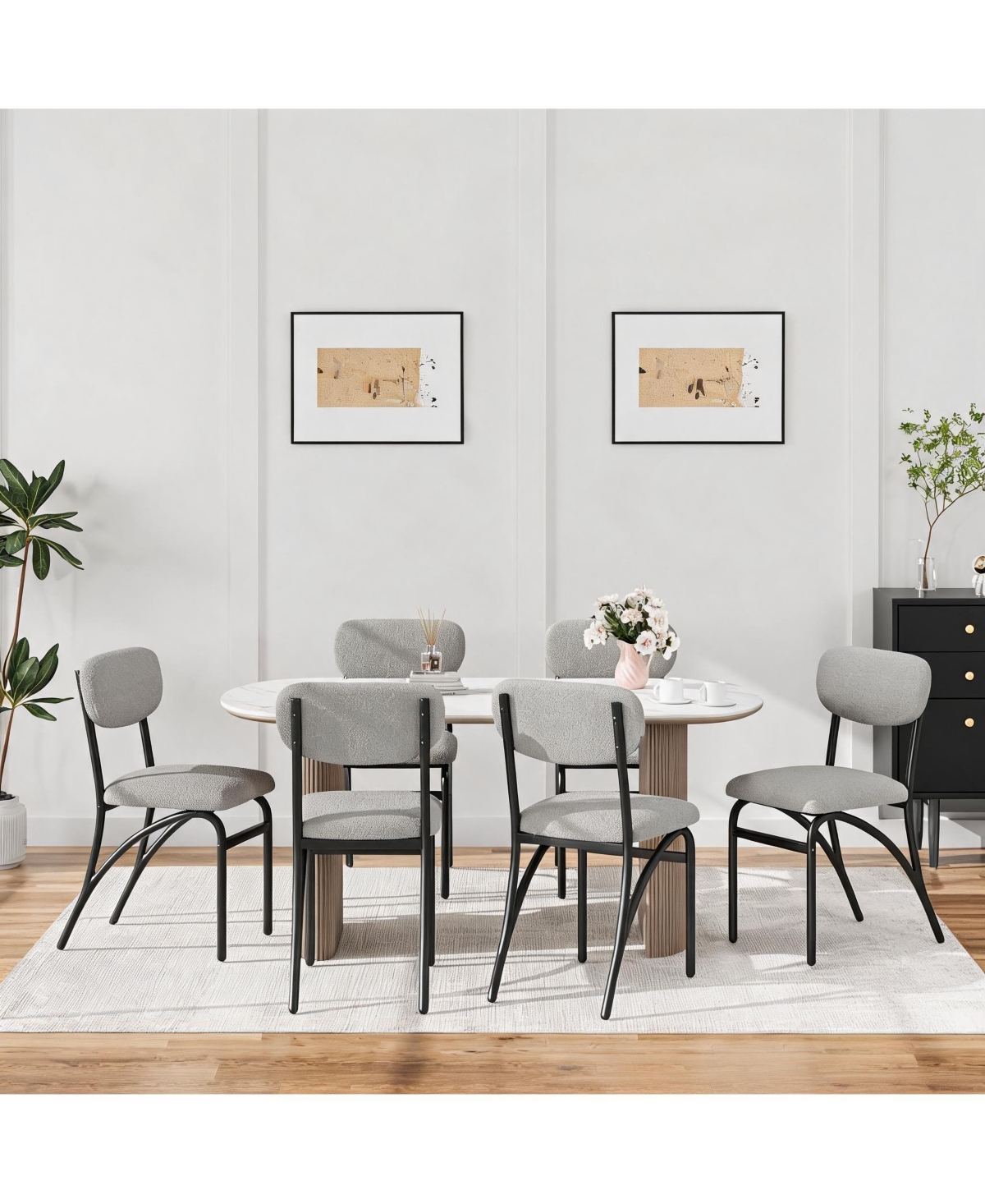 Click here for homfan Boucle Dining Chairs Set of 6  Mid-Century... prices