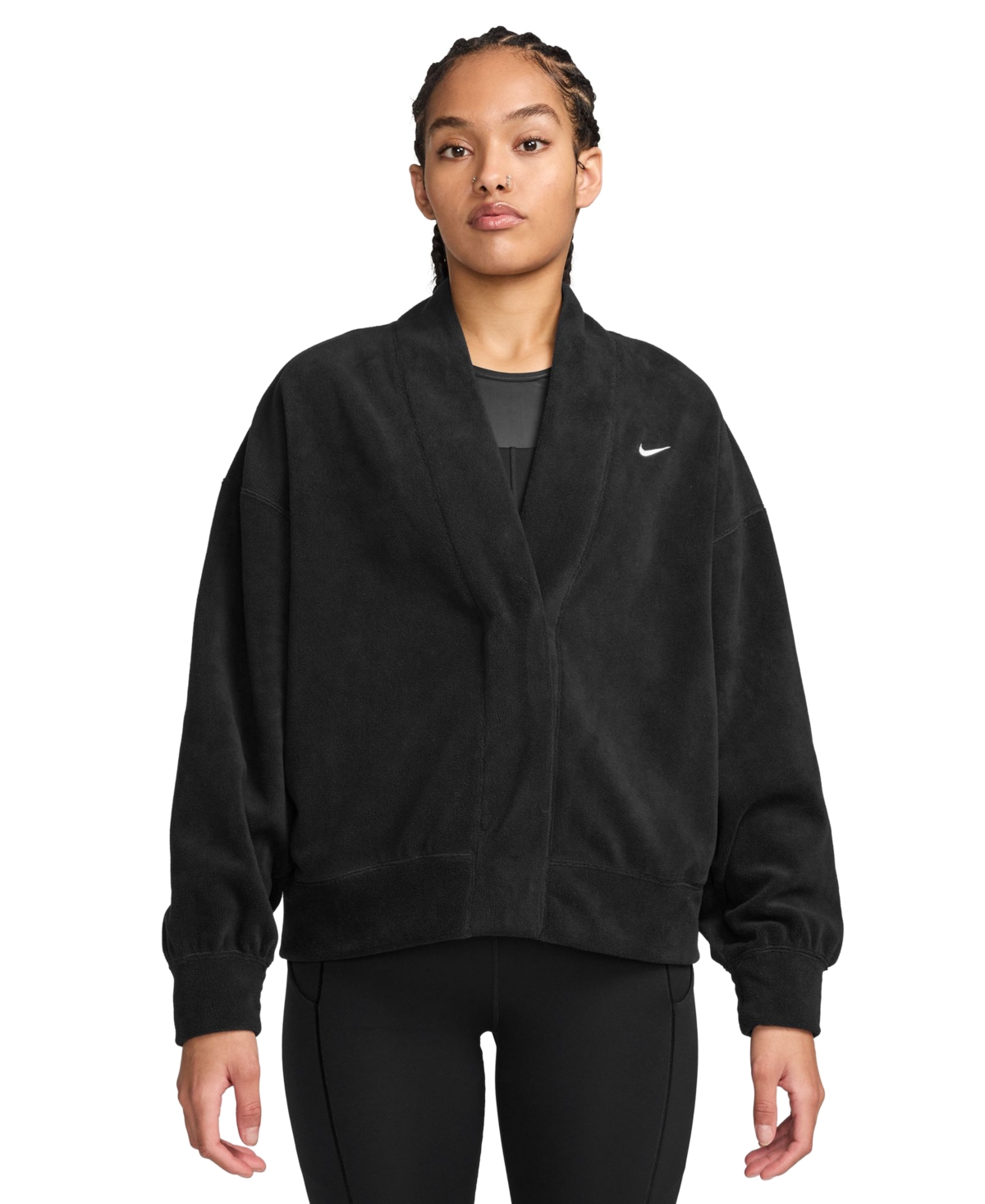 Click here for Nike One Womens Therma-fit Fleece Cardigan - Black... prices