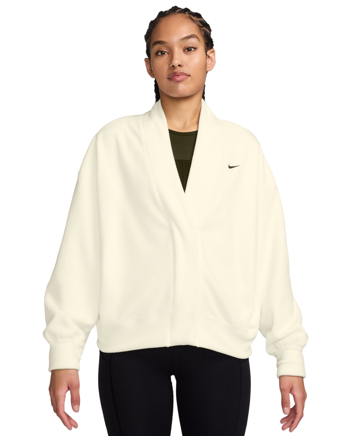 Click here for Nike One Womens Therma-fit Fleece Cardigan - Sail/... prices