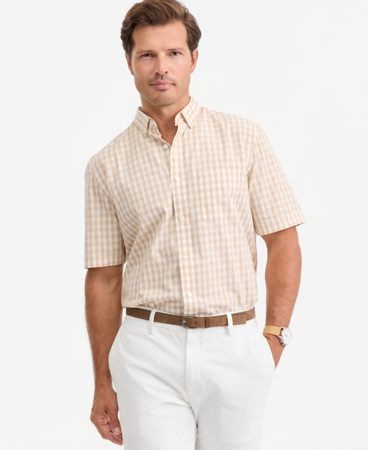 Click here for Club Room Mens Hemmy Plaid Poplin Short-Sleeve Shi... prices