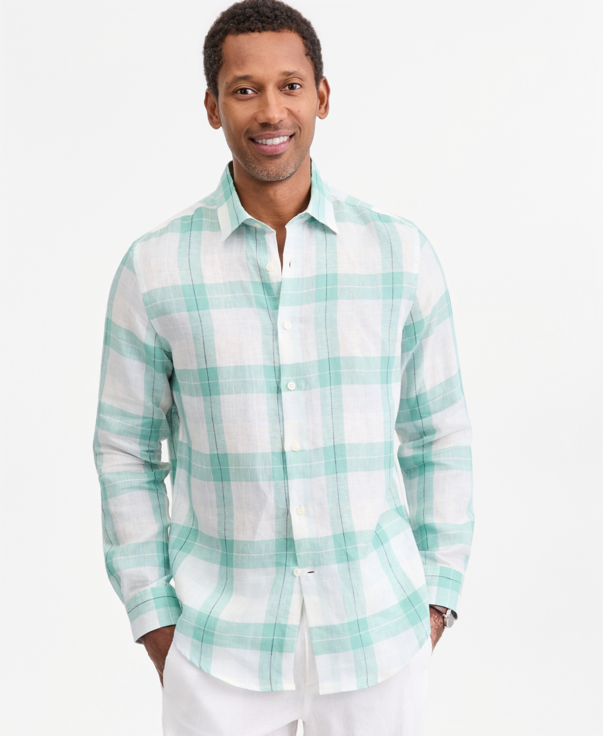 Click here for Club Room Mens Plaid Linen Button-Up Shirt  Macys... prices