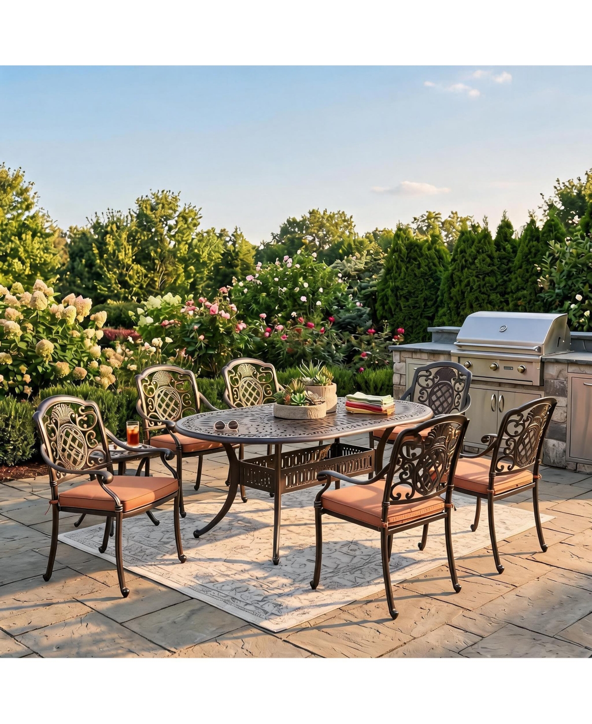 Click here for homfan 6 Set of Patio Dining Chairs with Cushions... prices